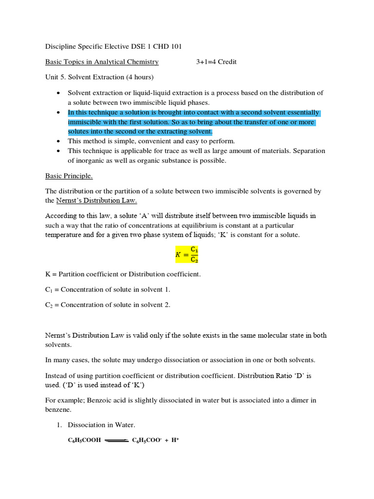 Solvent Extraction | PDF | Solubility | Phase (Matter)