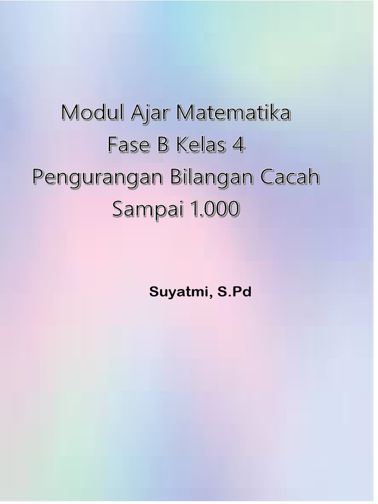 Modul Pengurangan Bilangan Cacah Kelas 4 | PDF