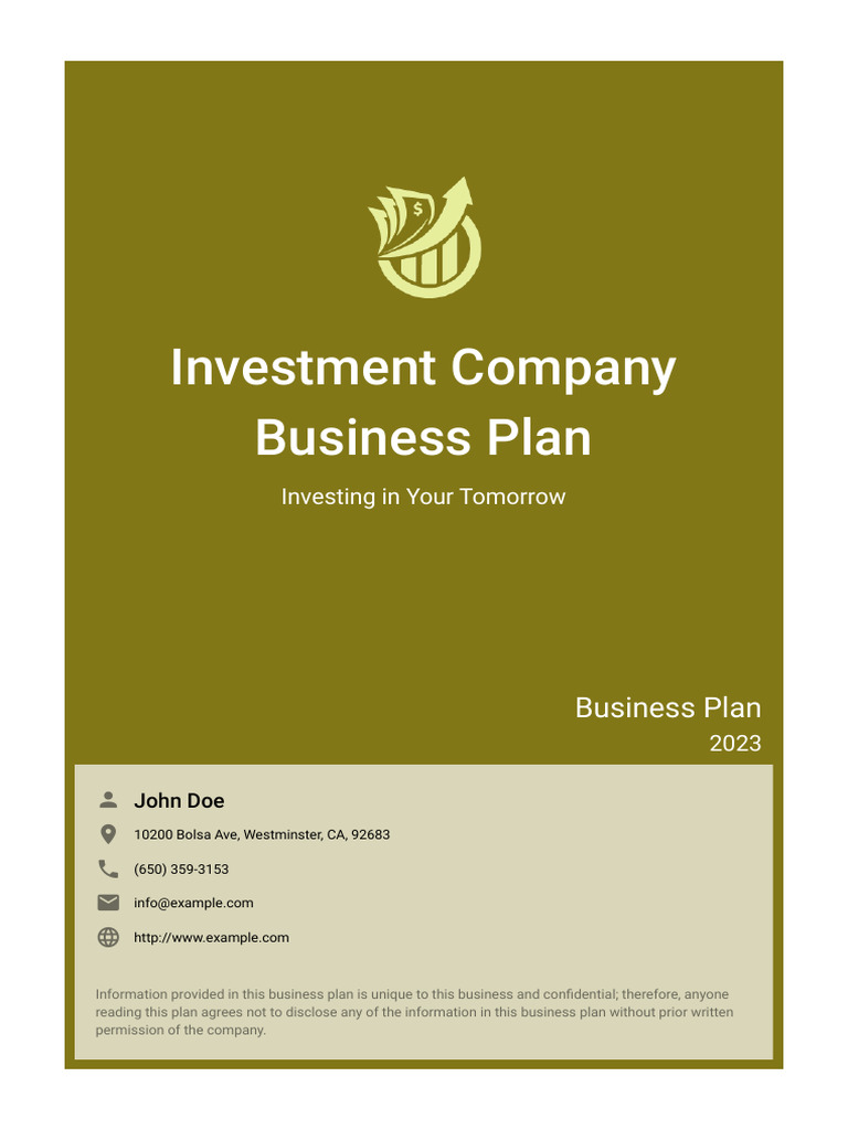 Investment Company Business Plan 2023 | PDF