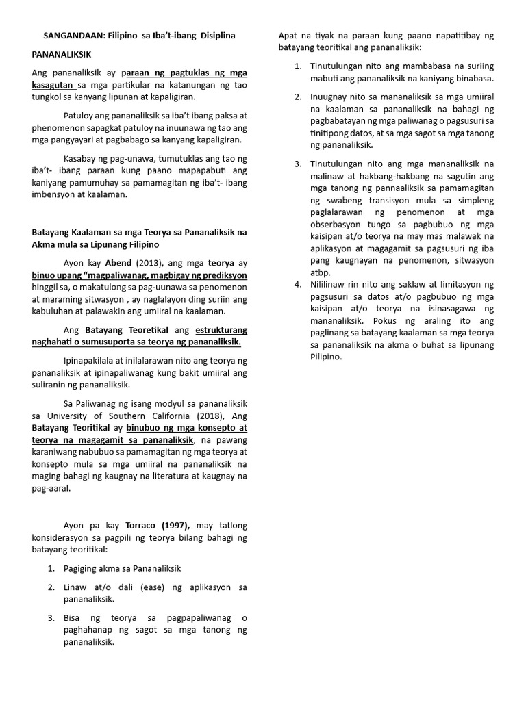 Filipino 2 Quiz Reviewer Eme 2.0 | PDF