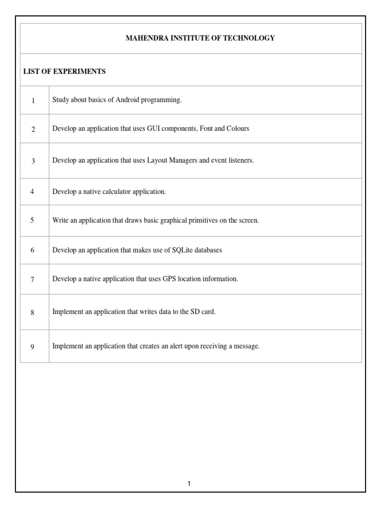 Mobile Computing Lab Manual | PDF | Android (Operating System) | Java (Programming Language)