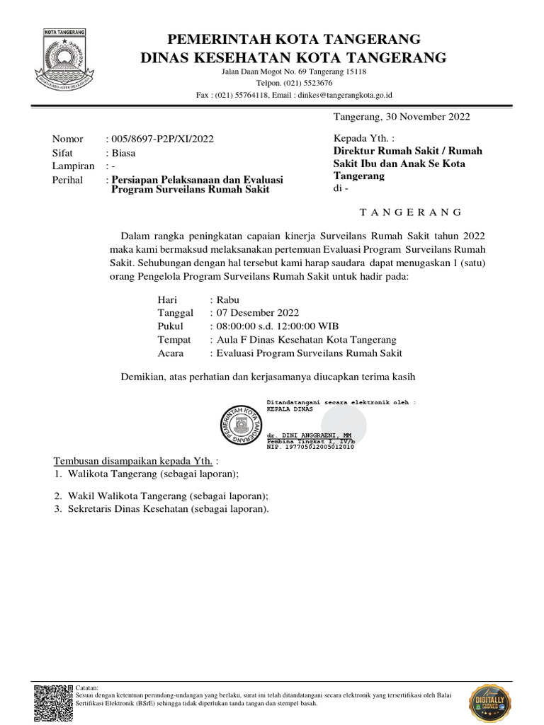 Evaluasi Program Surveilans RS Tangerang | PDF
