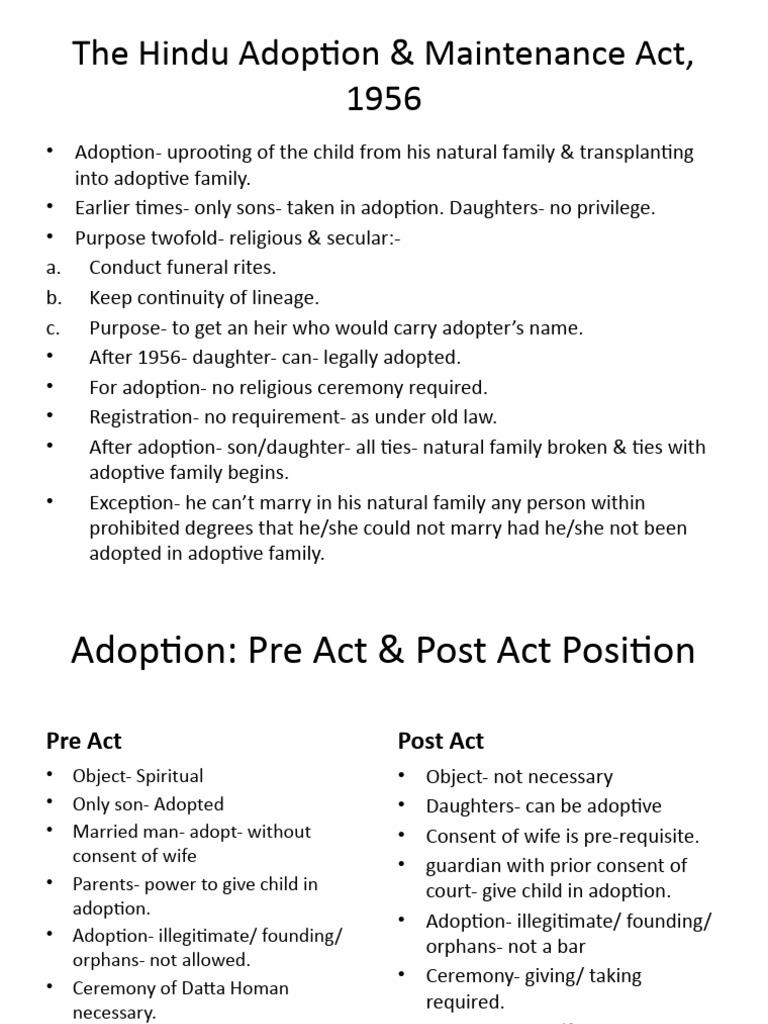 The Hindu Adoption & Maintenance Act, 1956 | PDF | Adoption | Family