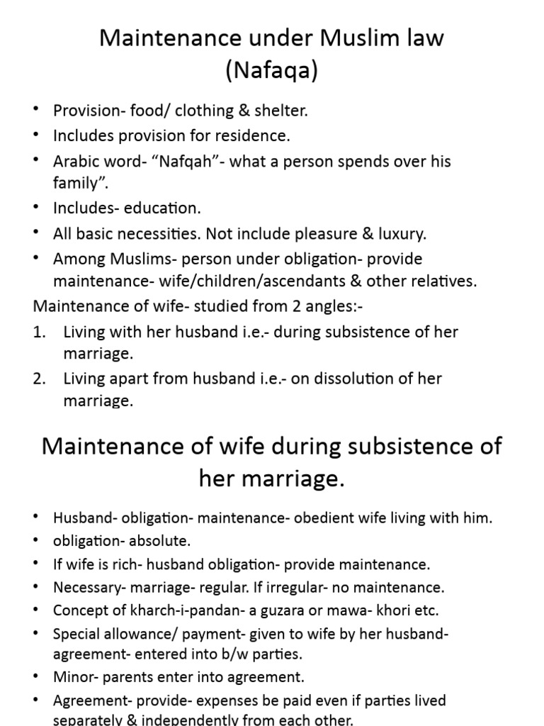 Maintenance Under Muslim Law | PDF | Marriage | Magistrate
