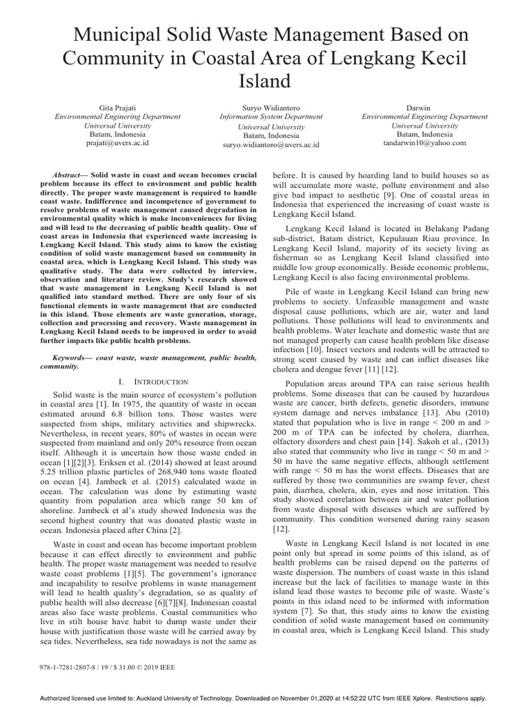 Municipal Solid Waste Management Based On Community in Coastal Area of ...