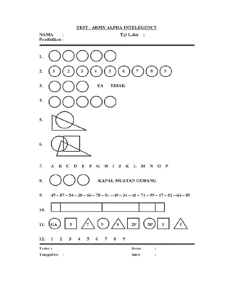Army Alpha Test | PDF