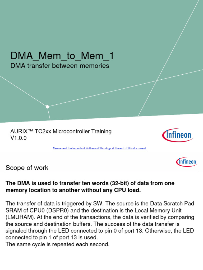 Infineon-AURIX DMA Mem To Mem 1-Training-V01 00-EN | PDF | Computing ...