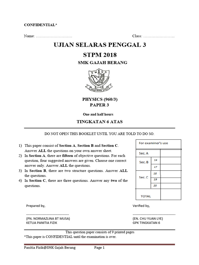 Ujian Selaras STPM Term 3 | PDF | Waves | Oscillation