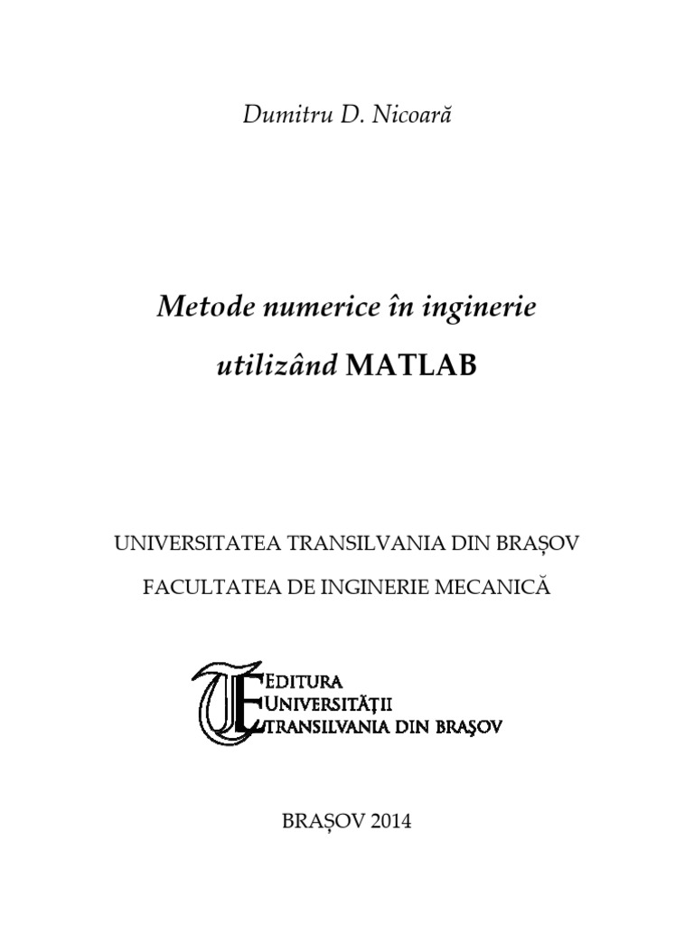 Metode Numericein Inginerieutilizand MATLAB2 | PDF