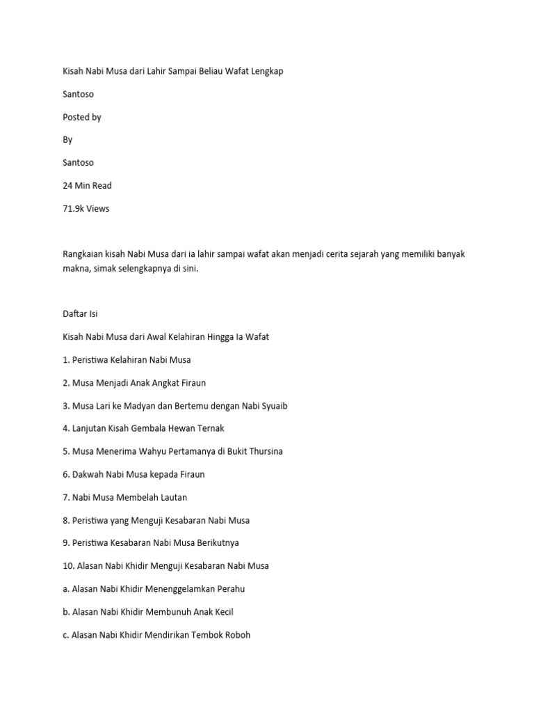 Kisah Nabi Musa Wps Office Pdf