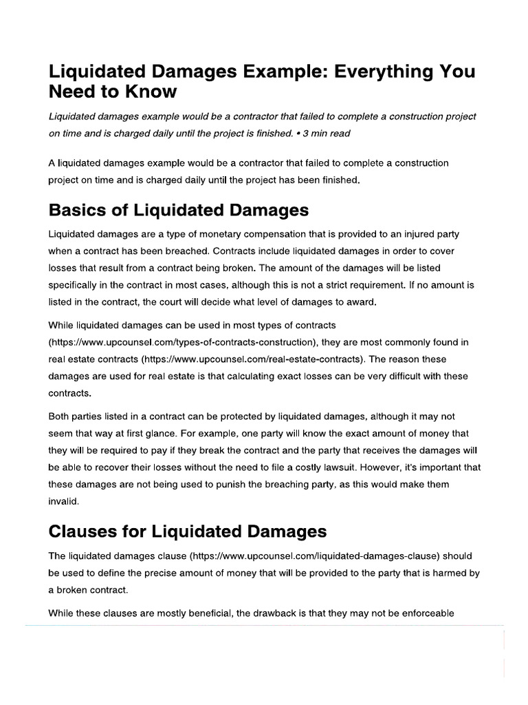 Liquidated-Damage Example | PDF