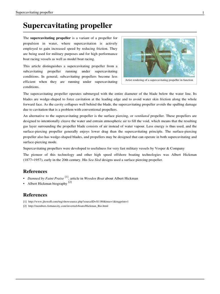 Supercavitating Propeller | PDF | Propeller | Rotating Machines