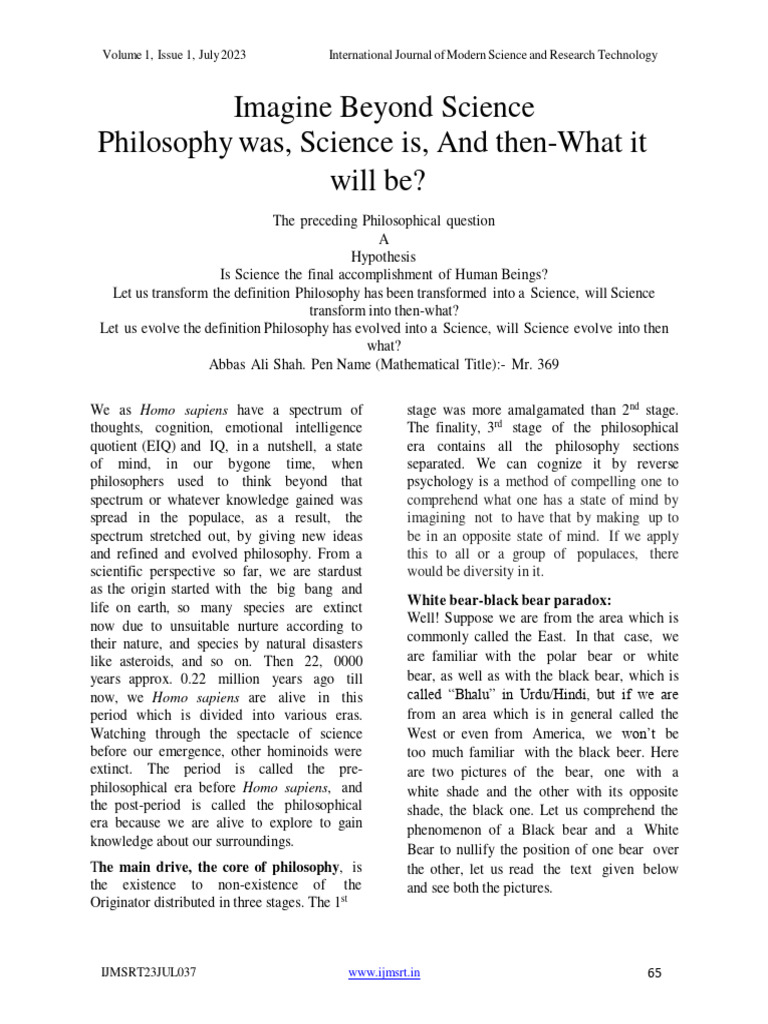 Imagine Beyond Science Philosophy was, Science is, And then-What it ...