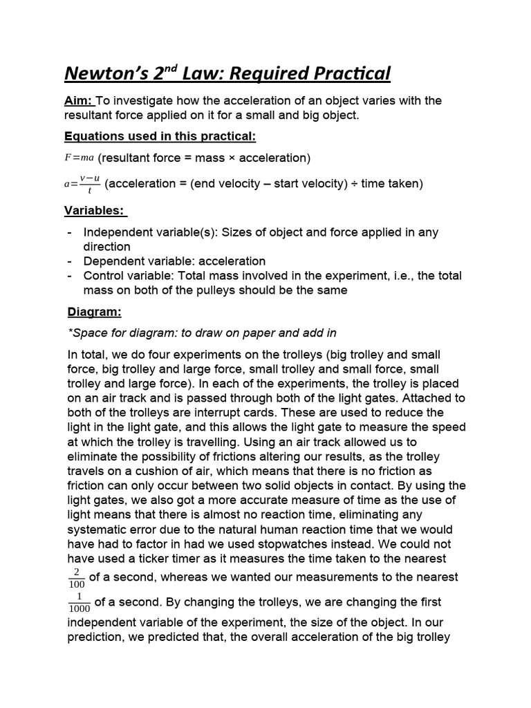Physics Practical - Newton's 2nd Law | PDF | Force | Mass