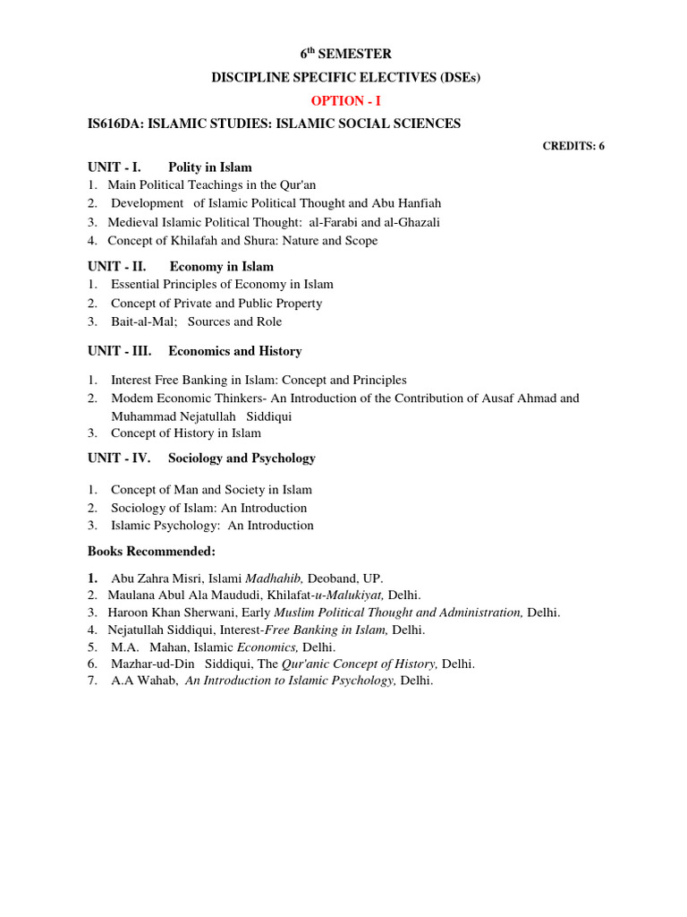 6th Sem Isl | PDF | Political Philosophy | Abrahamic Religions