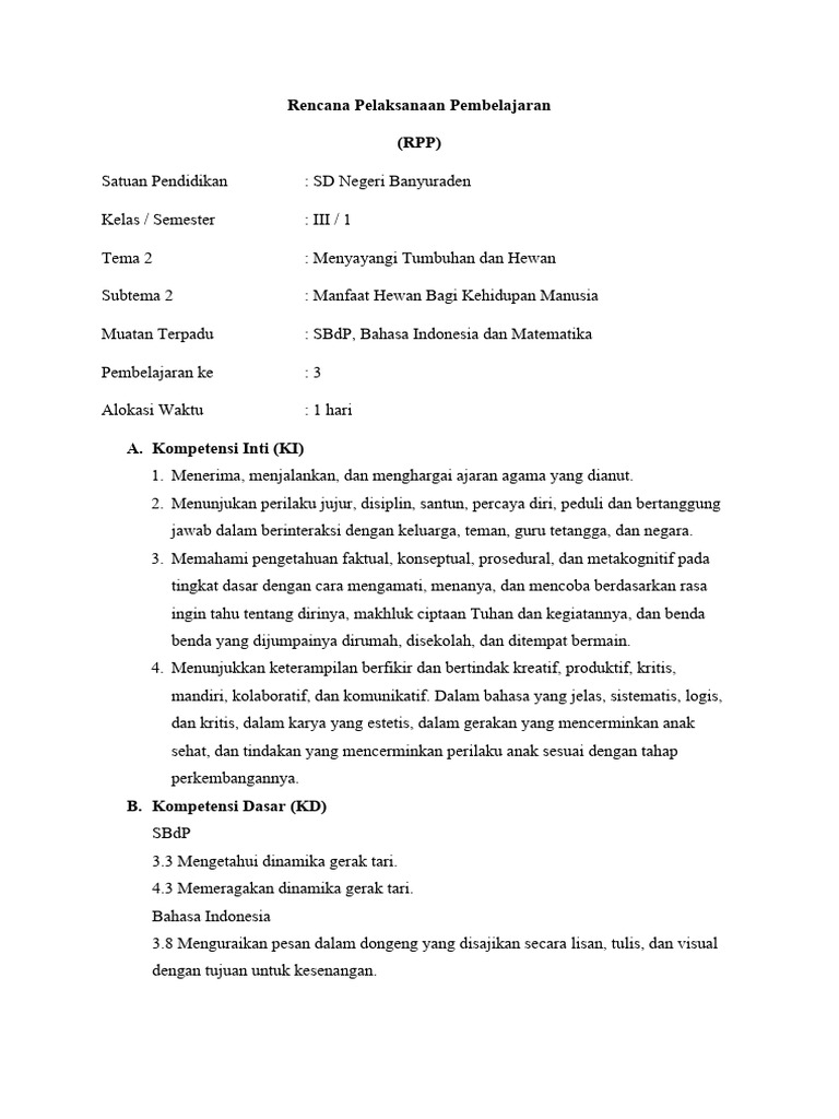 RPP Kelas 3 Tema 2 Subtema 2 PB 3 Praktek Ke3 | PDF | Karier & Perkembangan | Kesehatan Holistik