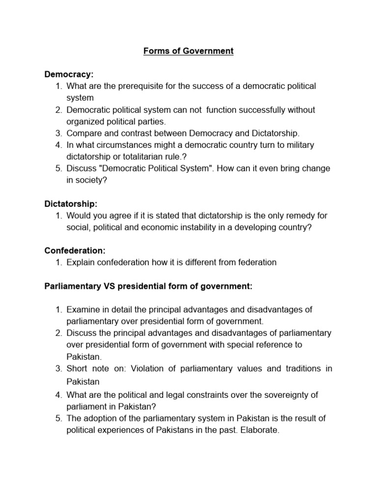 Forms of Government | PDF