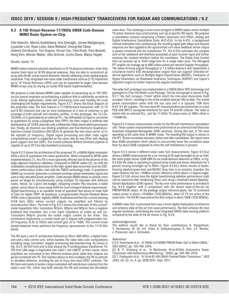Isscc 2019 1 | PDF | Radar | Mimo