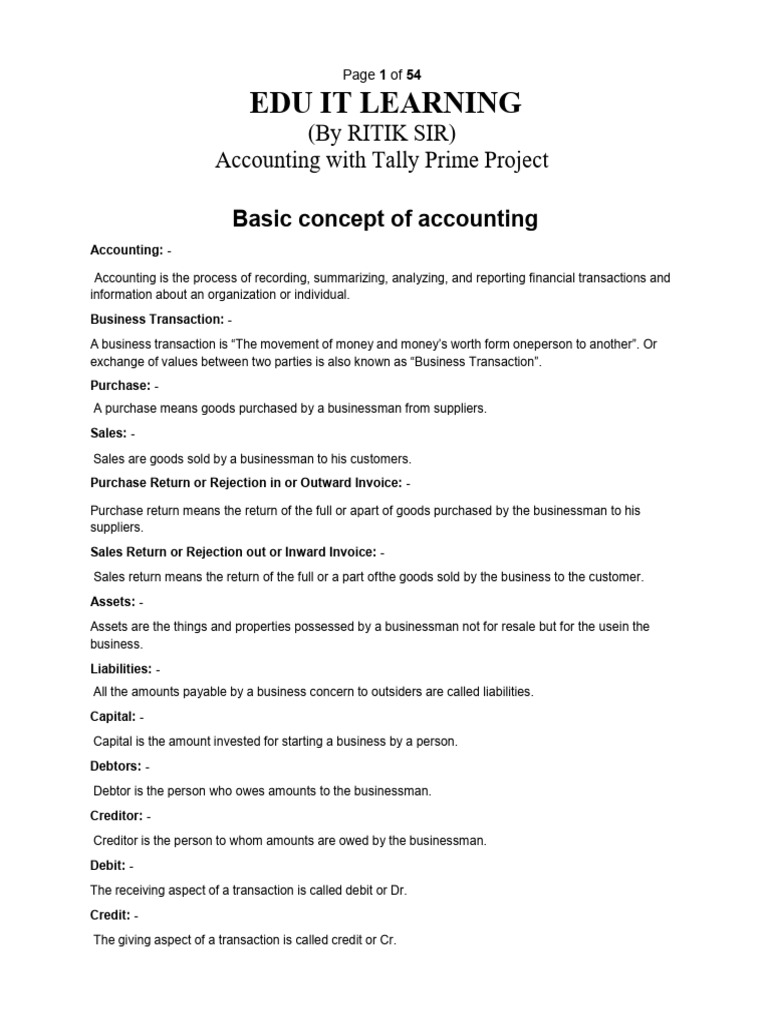 Tally Notes Project | PDF | Debits And Credits | Bookkeeping