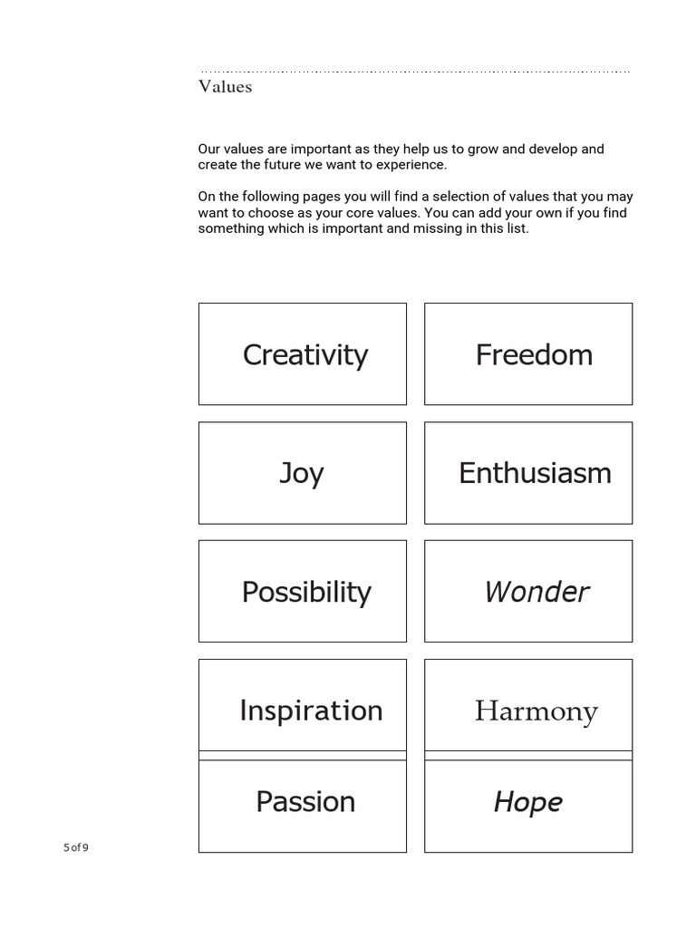 Value Cards | PDF