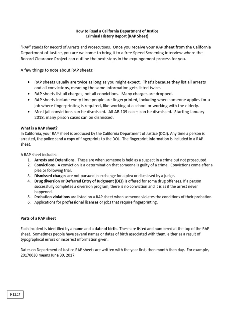 How to Read a California Department of Justice Criminal History Report ...