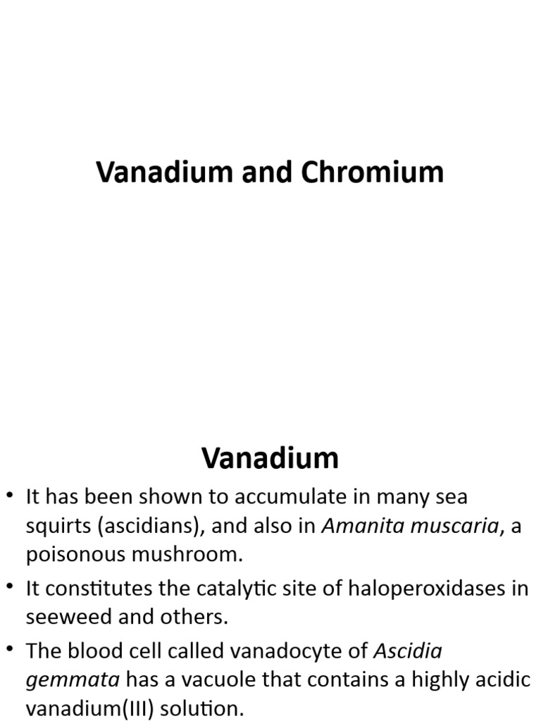Vanadium & Chromium in Biology | PDF | Hydrogen Peroxide | Insulin