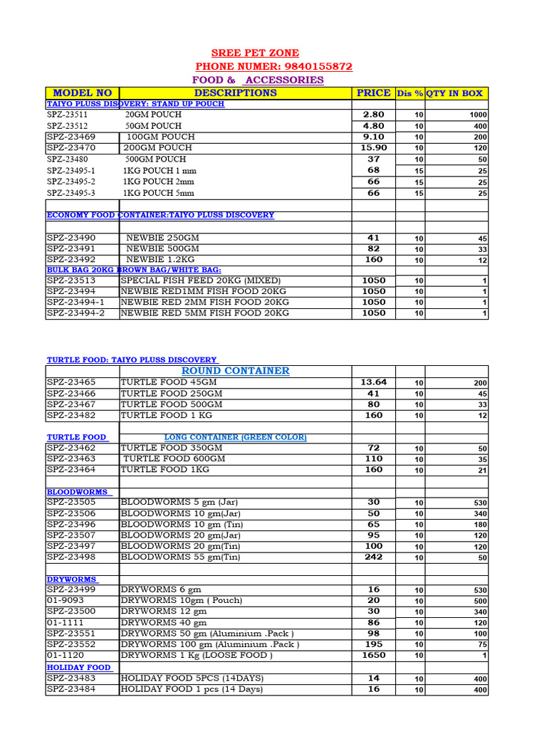 Revised Price List | PDF | Aquarium