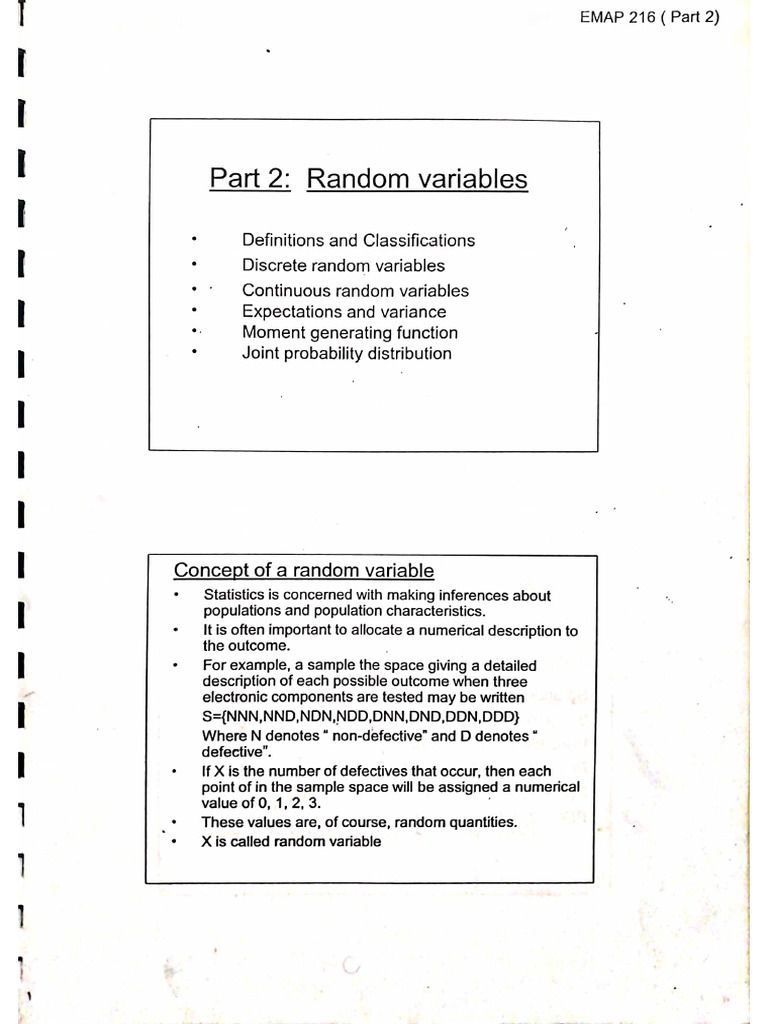 Part (2) Random Variables | PDF