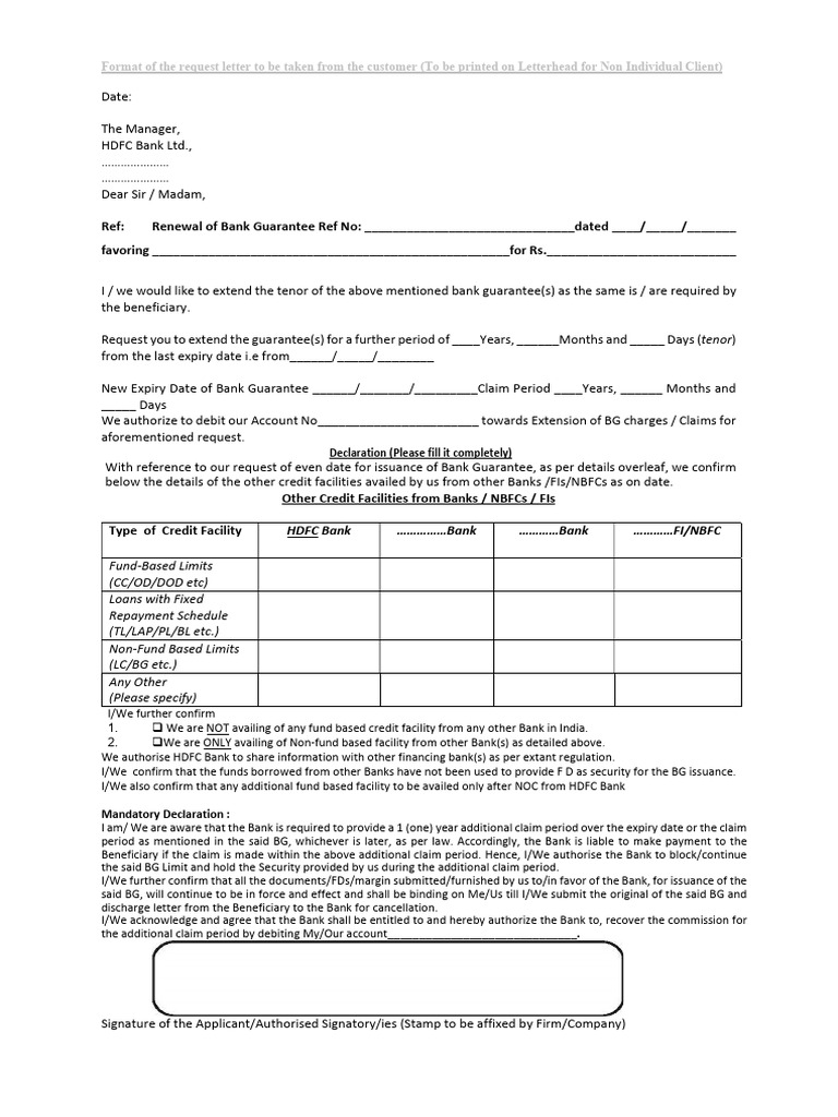 BG Renewal Form - V2 | PDF