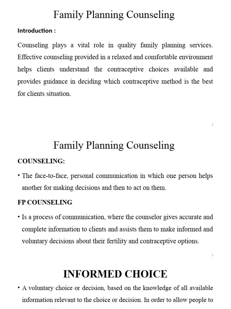 Family Planning Counseling | Download Free PDF | Family Planning ...