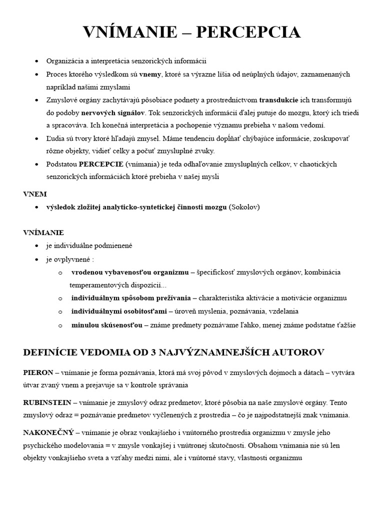 Vnímanie | PDF