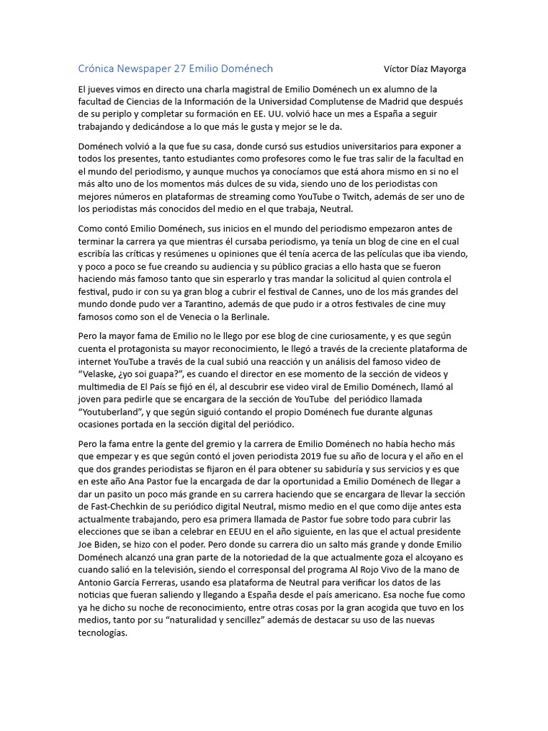 Crónica Newspaper 27 Emilio Doménech Víctor Díaz Mayorga | PDF ...