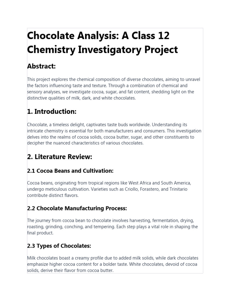 Chocolate Analysis | Download Free PDF | Chocolate | Cocoa Bean