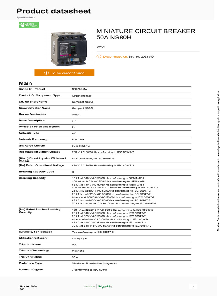 Schneider Electric - Compact-NS80H-MA - 28101 | PDF | Alternating ...