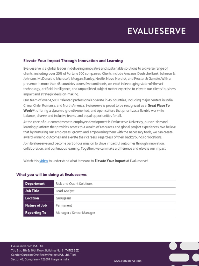 Job Description - Index Quants | PDF