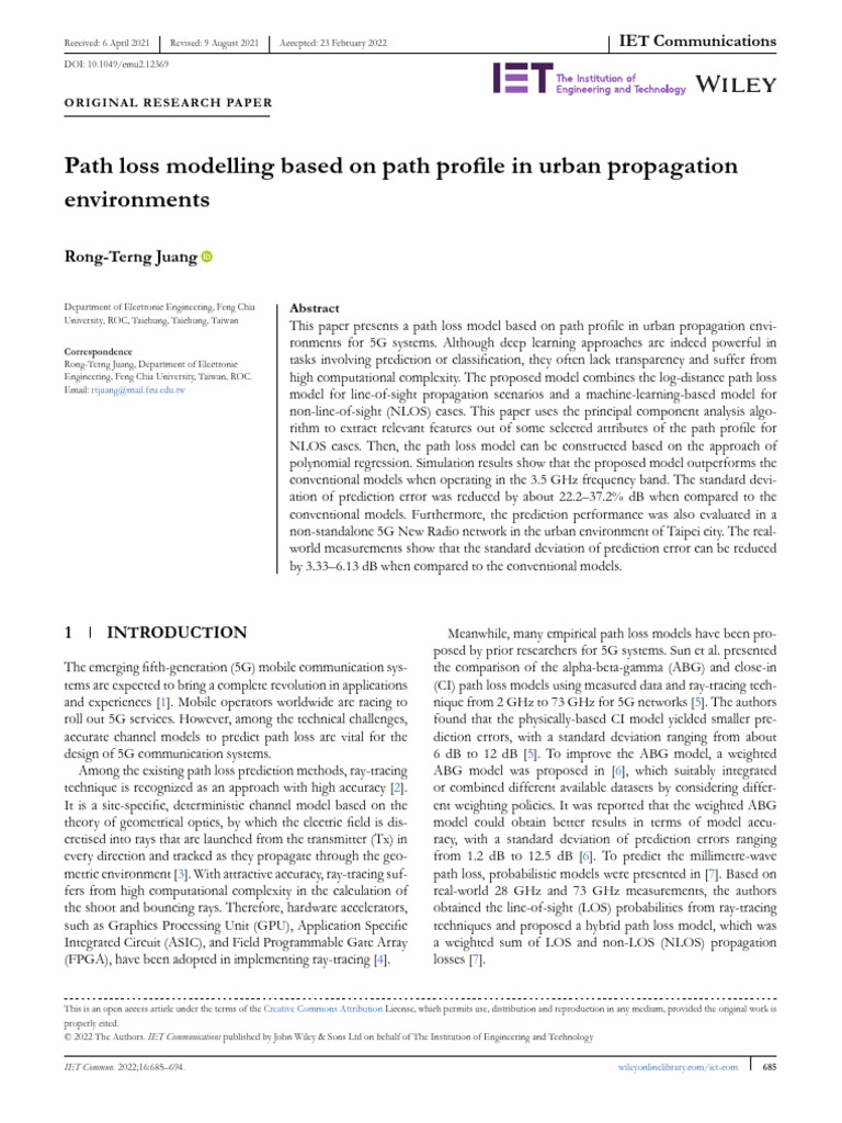 Path Loss Modelling Based On Path Profile in Urban | PDF | Eigenvalues And Eigenvectors | Deep ...