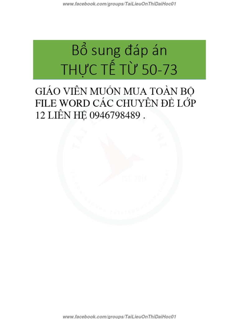 121 Dap An BT Thuc Te 50-73 | PDF