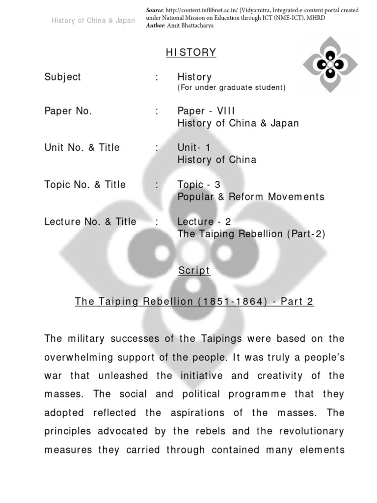 Taiping Rebellion's Impact | PDF | China | World Politics