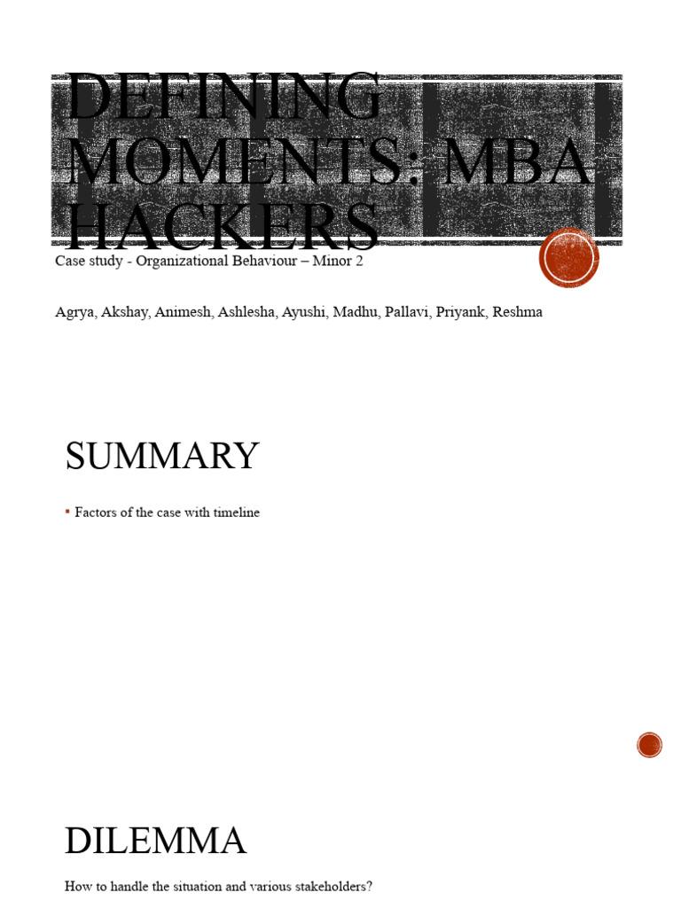 MBA Hackers Case Study Analysis | PDF | Career & Growth | Business