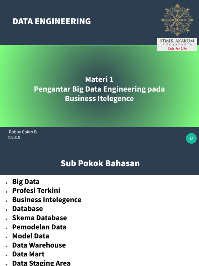 Materi 01 Pengantar Big Data Engineering | PDF | Seni | Komputer