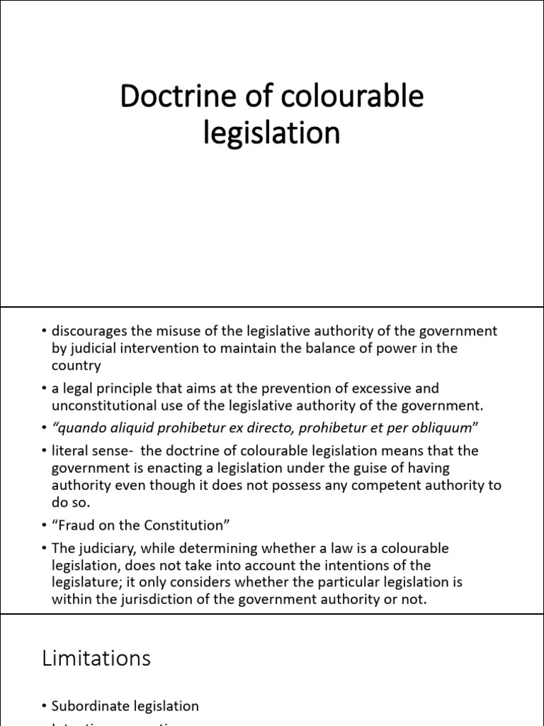 Doctrine of Colourable Legislation | PDF | Legislature | Constitution