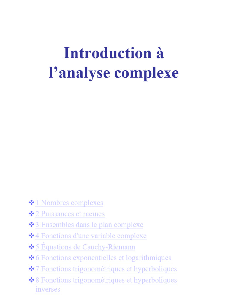 Rappels-Analyse Complexe | PDF