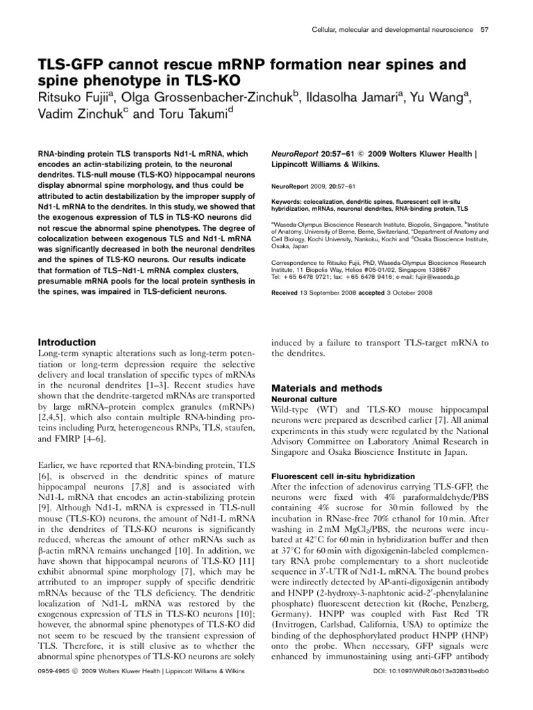 NeuroReport 2009 | PDF | Science & Mathematics
