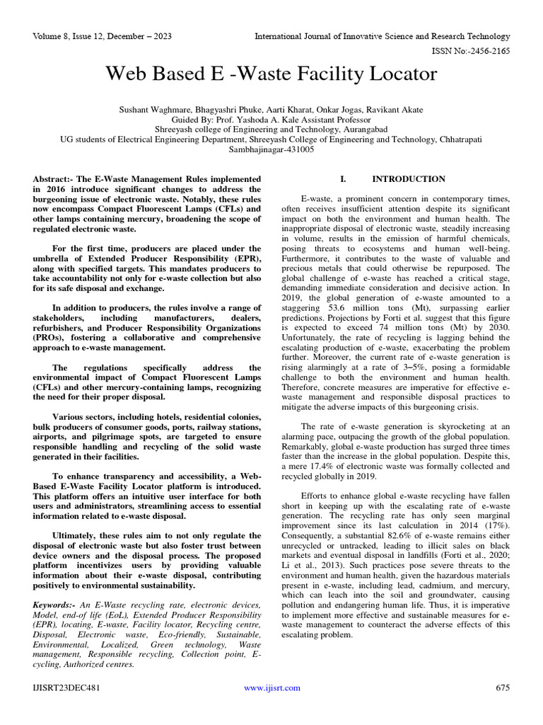 Web-Based E-Waste Facility Locator | PDF | Science & Mathematics