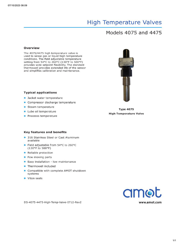 4075-4475 High Temperature Valves Amot | PDF | Technology & Engineering