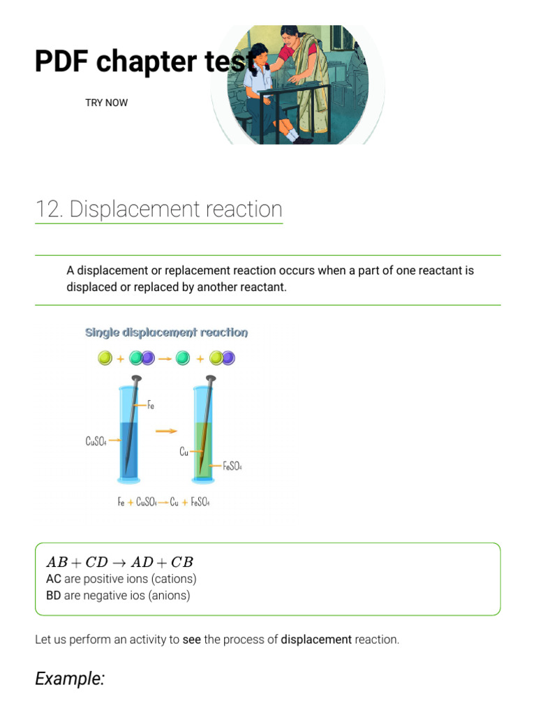 Displacement Reaction Lesson Science Cbse Class 10 Pdf Iron Ion