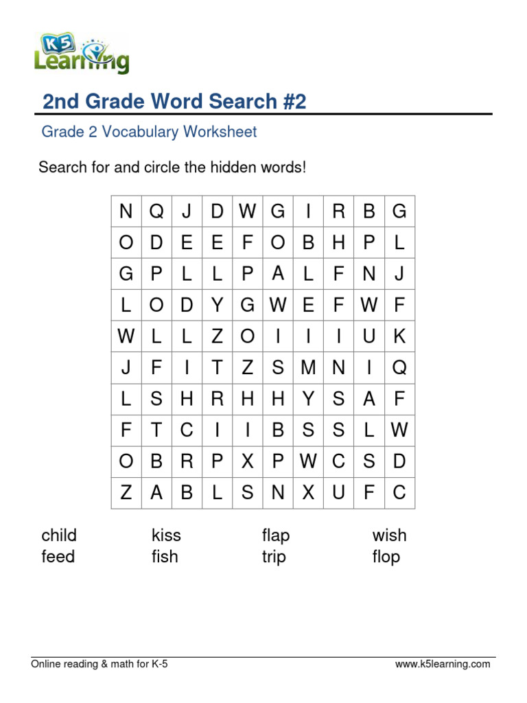 2nd Grade Word Search 2 | PDF
