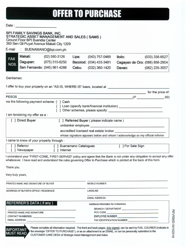 Offer To Purchase | PDF