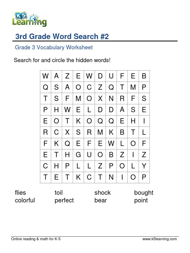 3rd Grade Word Search 2 | PDF